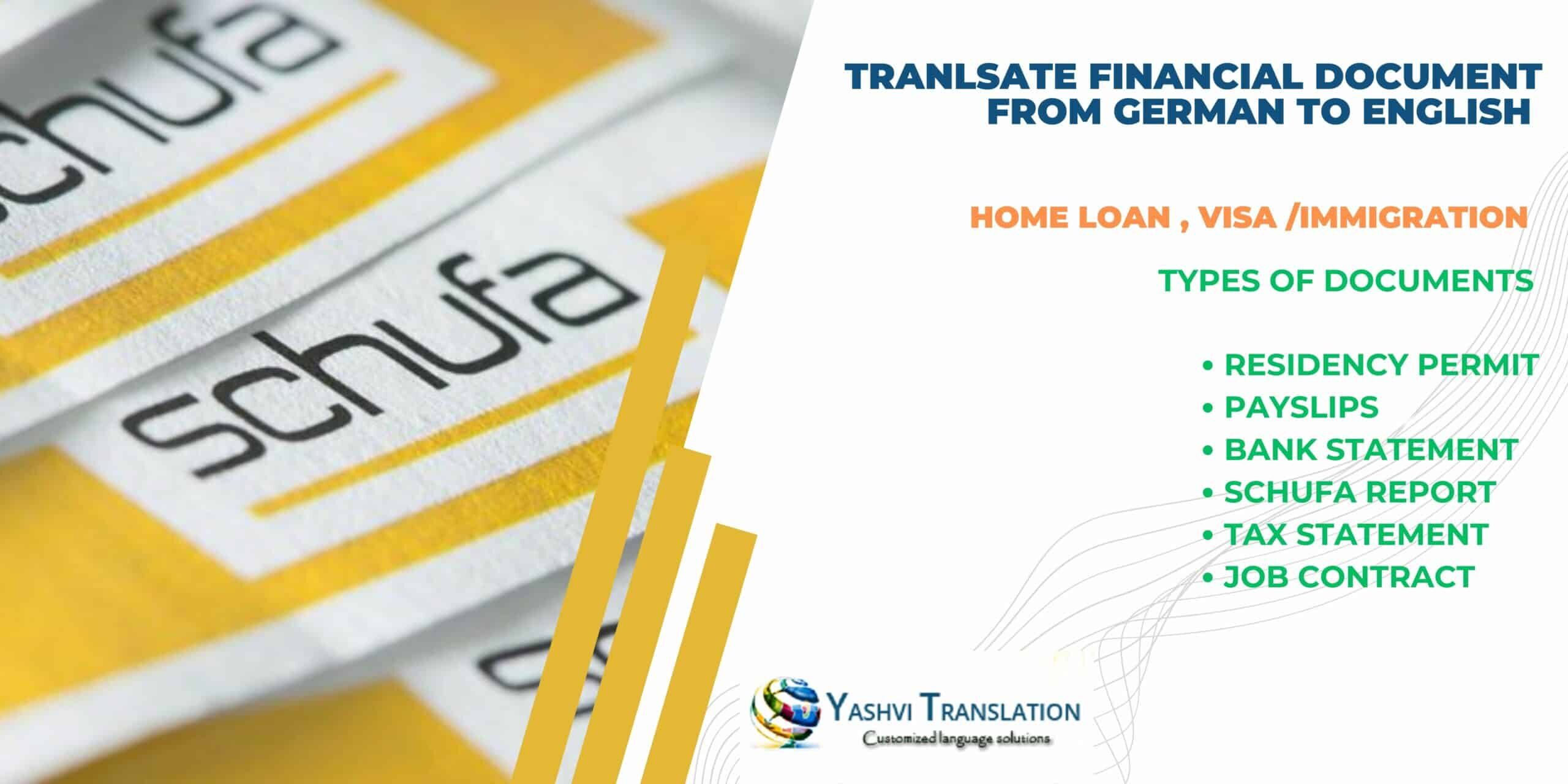 Certified Schufa Translation English| Financial Statement Translation
